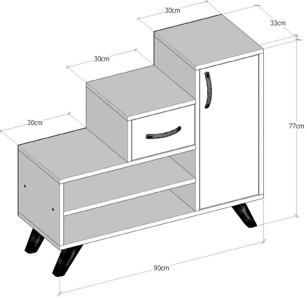 Botník Retro 90x77 cm dub sonoma/bílý