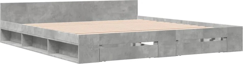 Rám postele se zásuvkami betonově šedý 200 x 200 cm kompozit 3280723