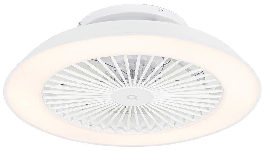 Chytrý stropní ventilátor bílý 59,5 cm vč. LED stmívatelný s dálkovým ovládáním - Deniz
