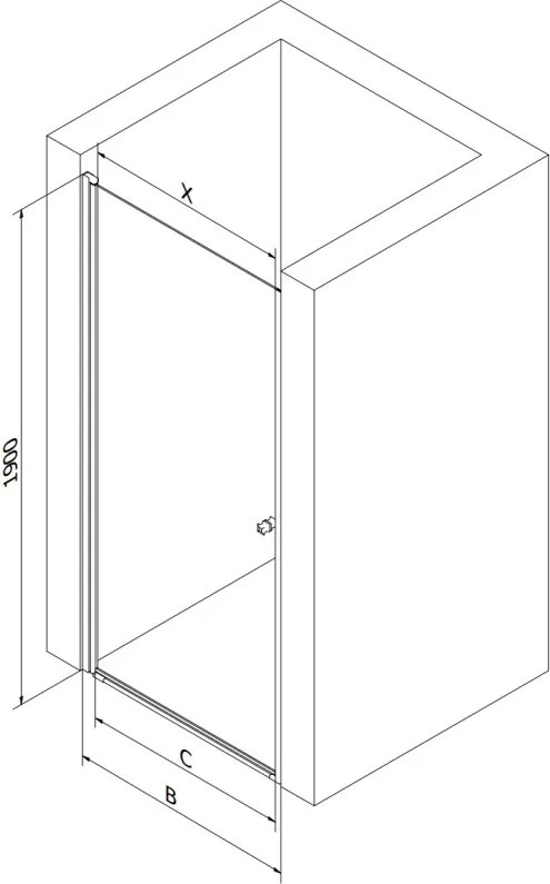 Mexen Pretoria sprchové dveře otevírací 75 cm, transparentní, chrom - 852-075-000-01-00