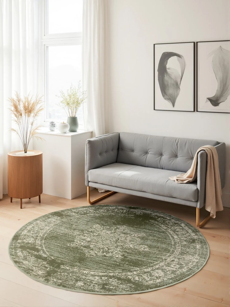 Hanse Home, Kusový koberec Gloria Lydia 106255 Mint kruh, 160x160 (průměr) kruh, zelená, chodba / předsíň