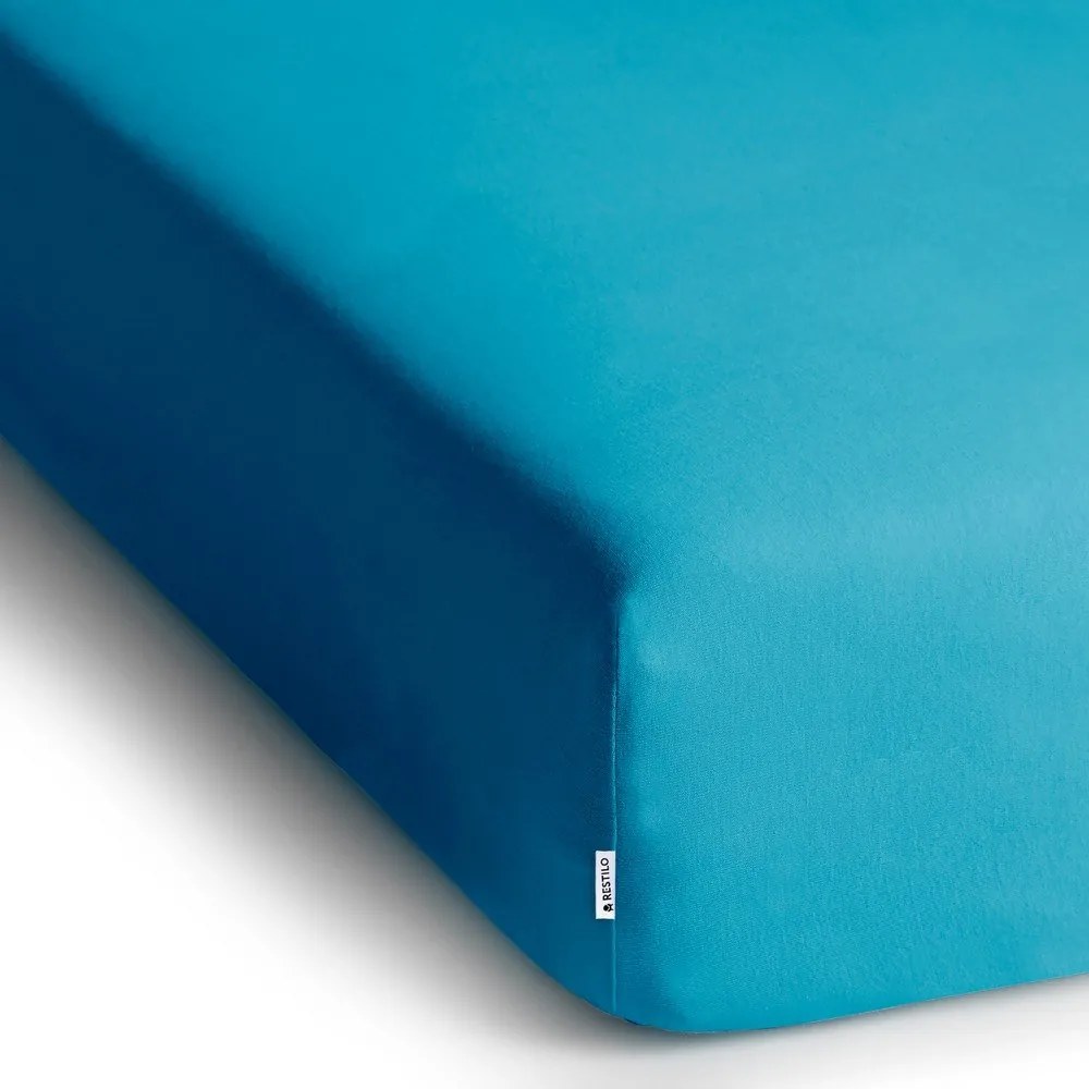 Modré napínací prostěradlo jersey 90x200 cm Amber – Restilo