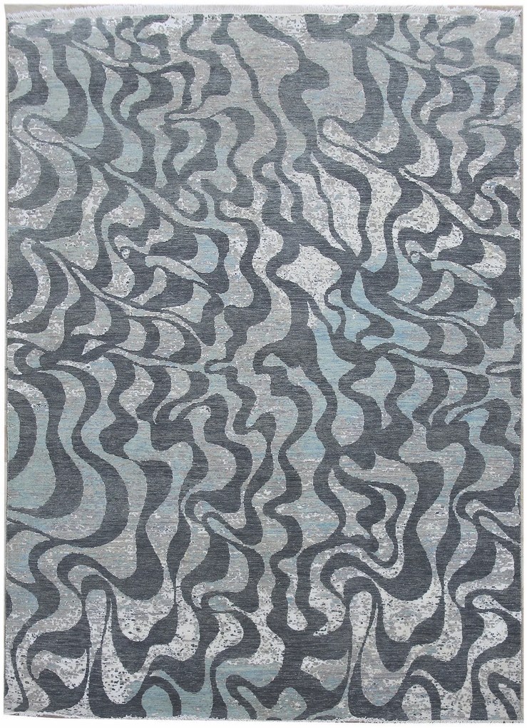 Diamond Carpets India, Ručně vázaný kusový koberec Diamond DC-M1 Grey/aqua, 120x170, šedá, chodba / předsíň