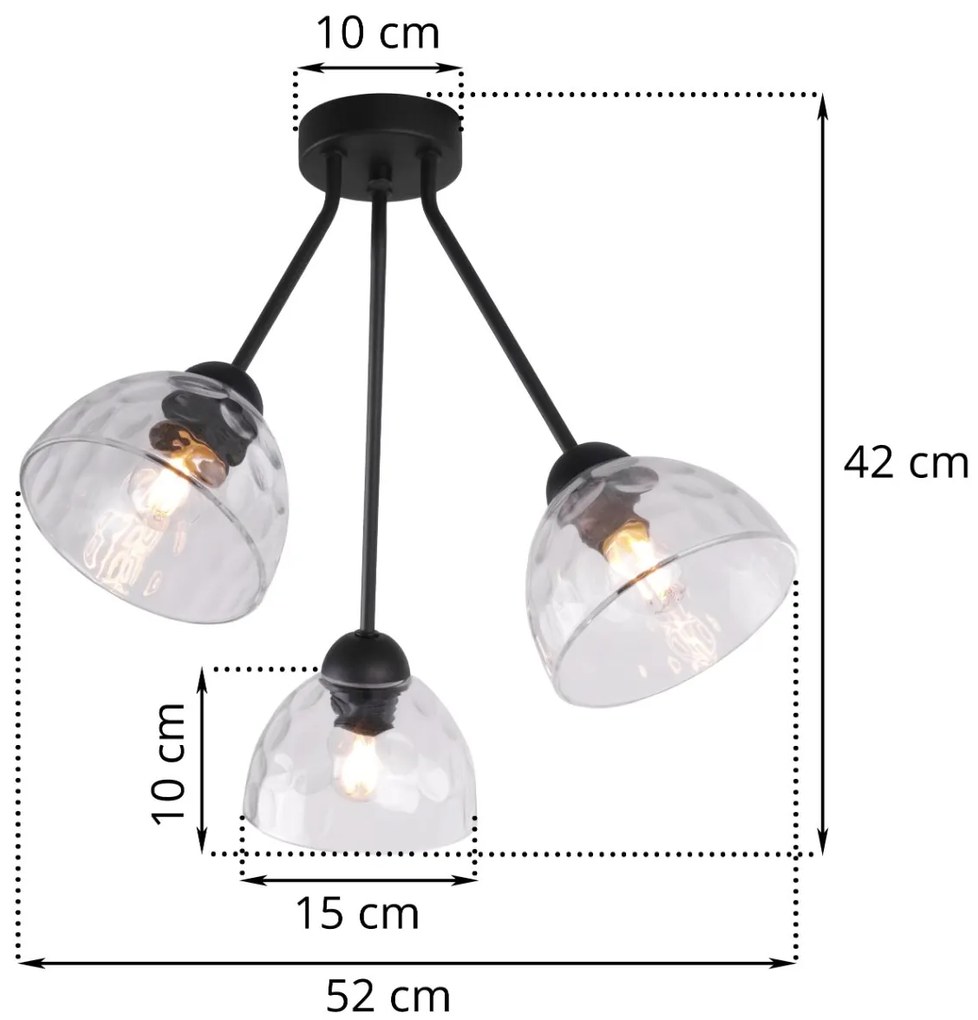 Stropní svítidlo Venice, 3x čiré skleněné stínítko