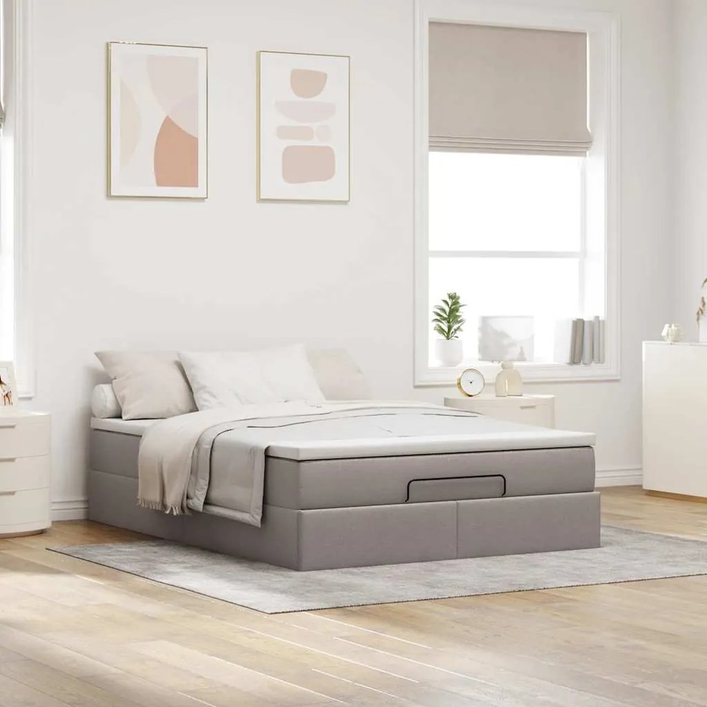 Osmanský rám postele s matrací taupe 140x200cm textil 3311117