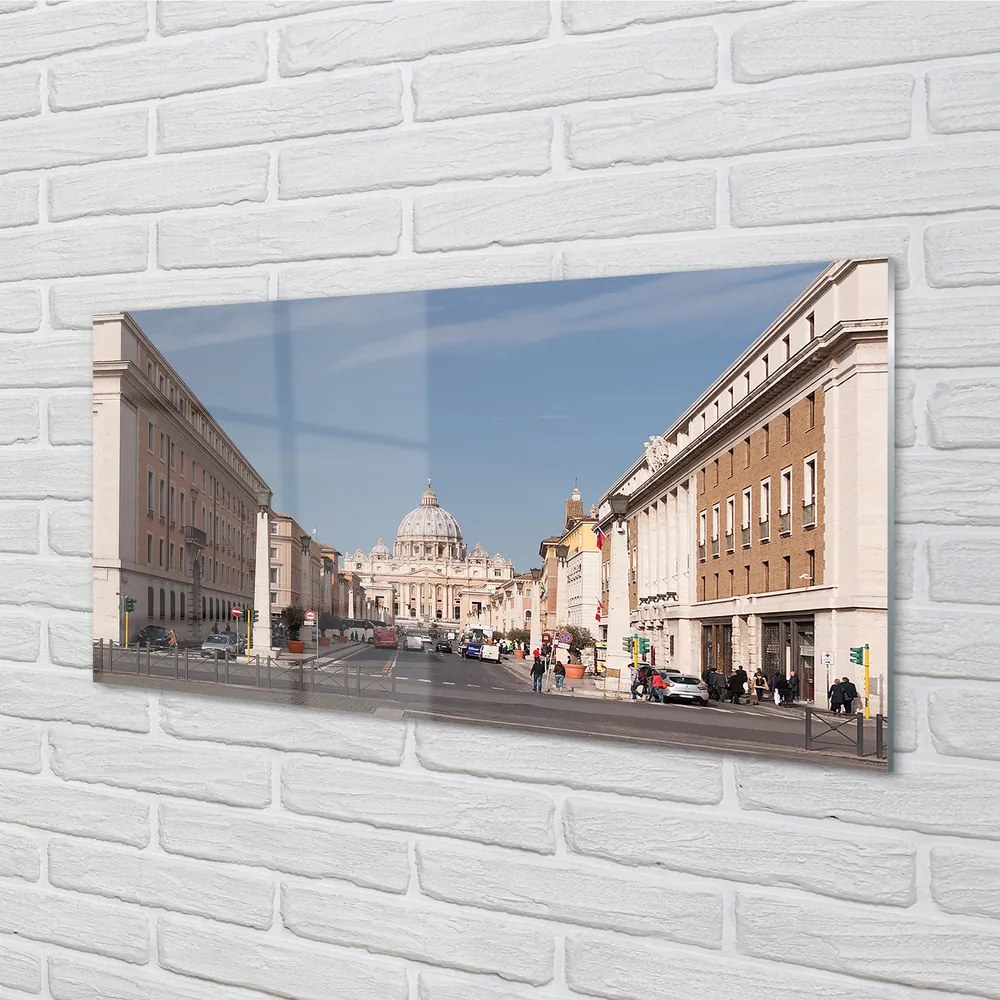 akrylový obraz Katedrála Rome budovy ulice 140x70 cm