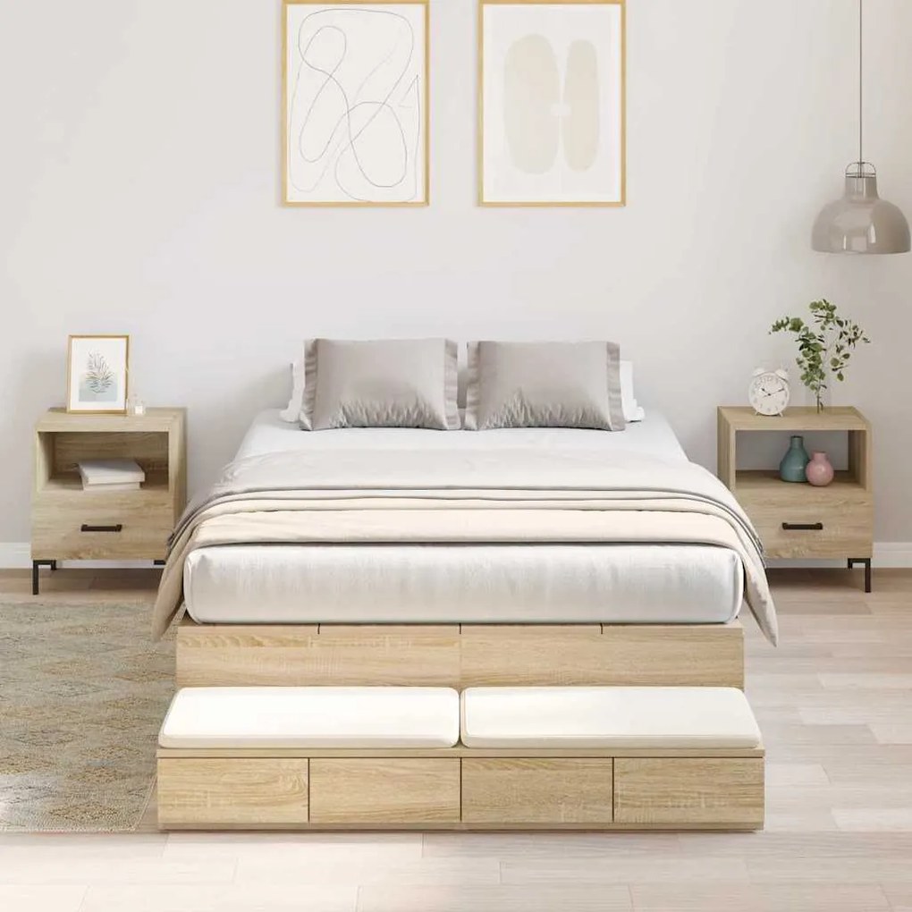 Rám postele s úložným prostorem se zásuvkou Sonoma dub 120 cm 3335631