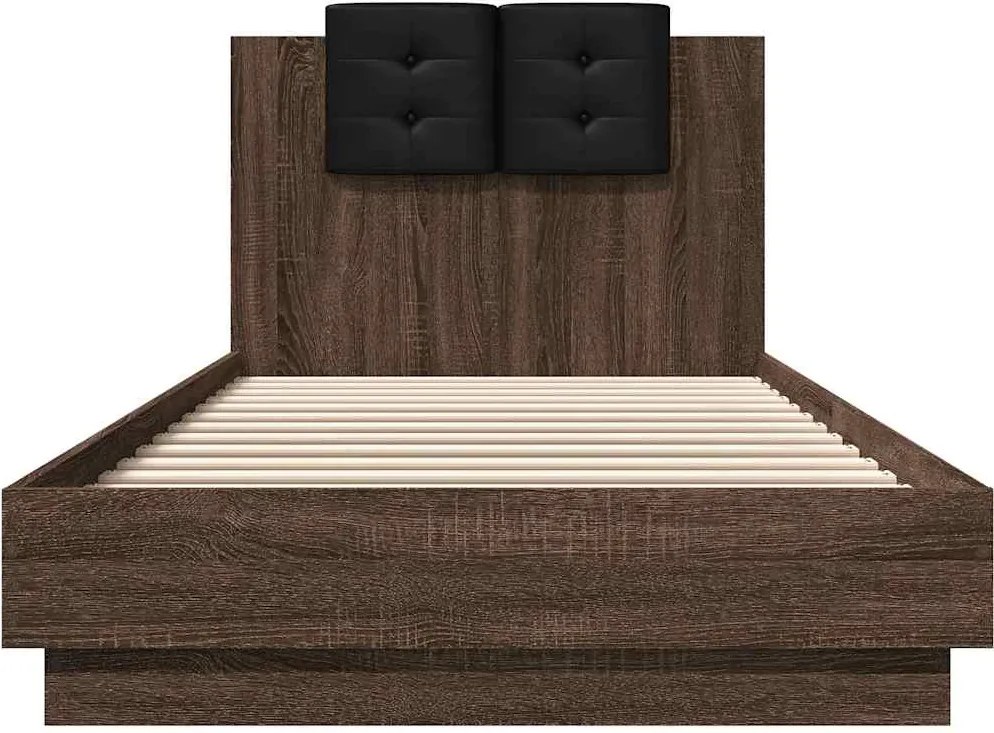 Rám postele s čelem hnědý dub 100 x 200 cm kompozitní dřevo 3209939