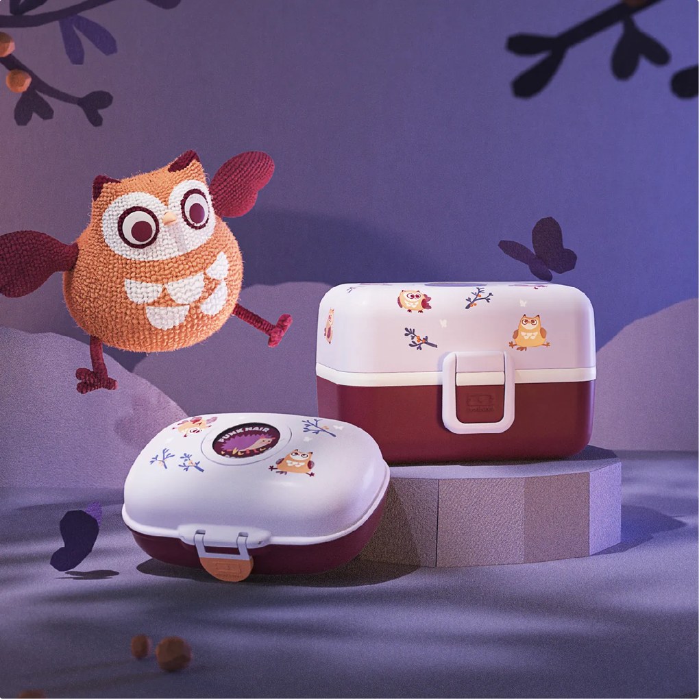 Monbento Dětský svačinový box Tresor purple Owly 800 ml