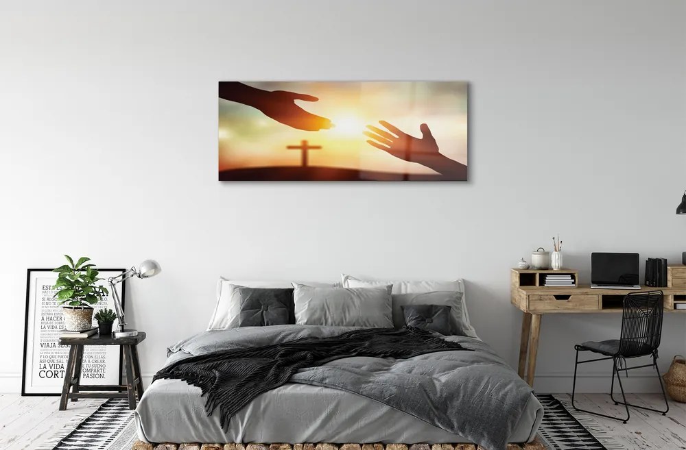 akrylový obraz cross hands 120x60 cm