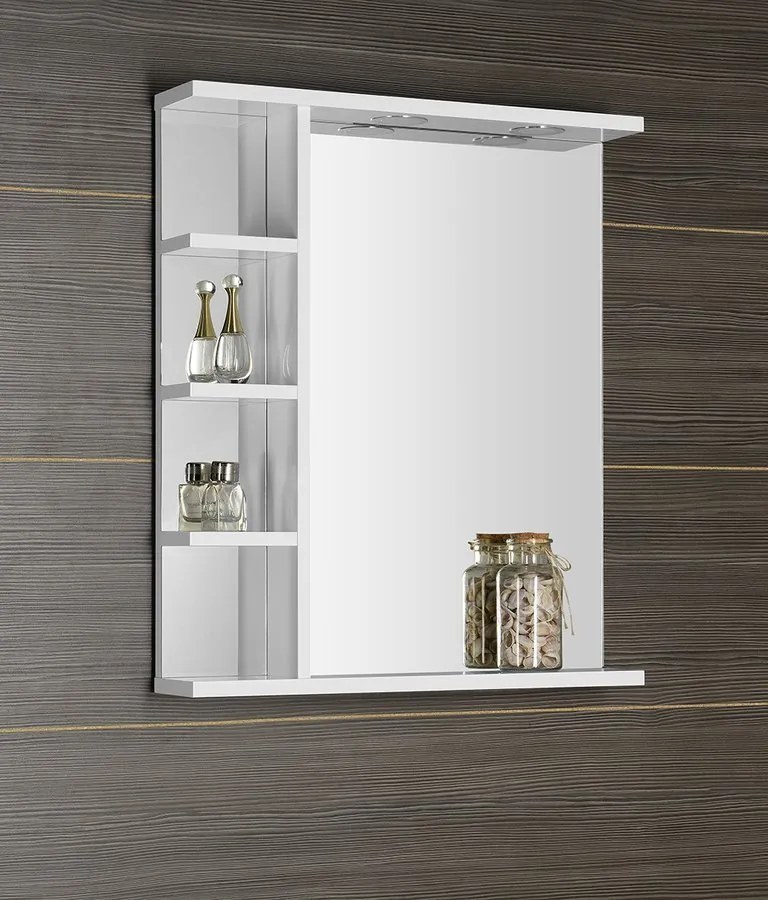 Aqualine, KORIN zrcadlo s LED osvětlením a poličkami 60x70x12cm, KO370