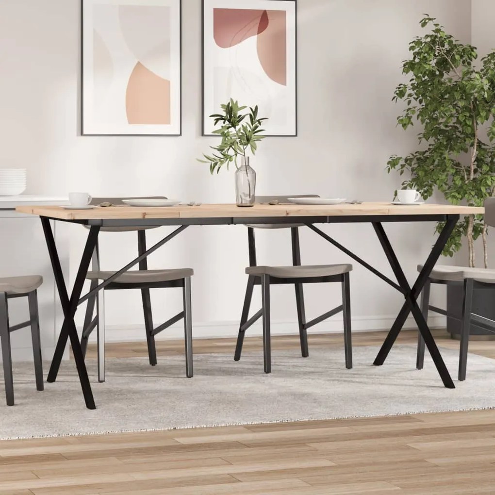 Jídelní stůl s X rámem 180 x 90 x 75,5 cm borové dřevo a ocel 3282766