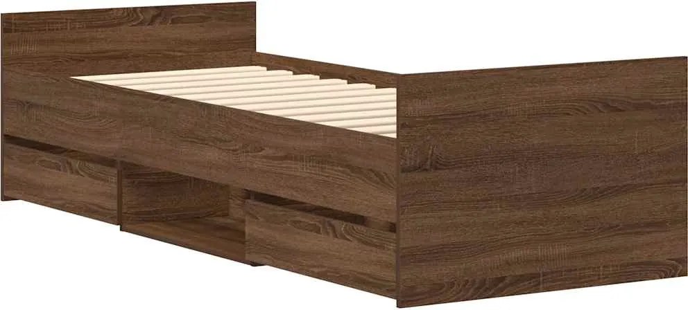 Rám postele s hlavovým a nožním čelem hnědý dub 75 x 190 cm 3203823