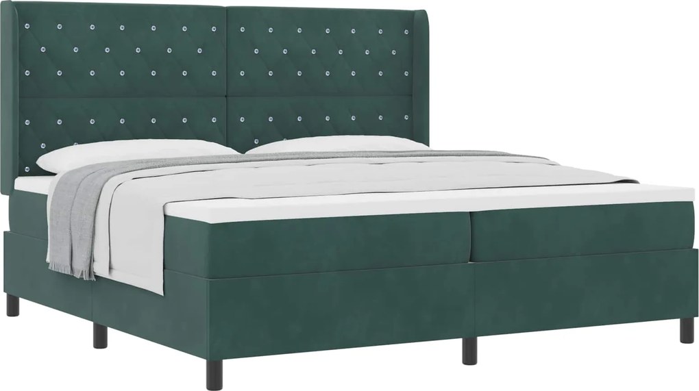 Postel s boxspringem s matrací Tmavě zelená 200 x 200 cm samet 3341975