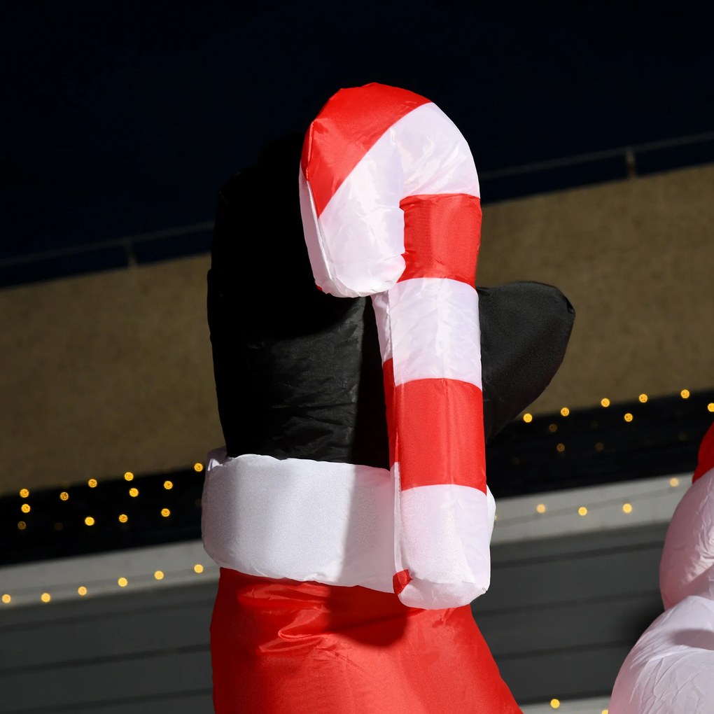 HOMCOM Nafukovatelná vánoční dekorace, 2,4 m Santa Claus s LED osvětlením, lízátko