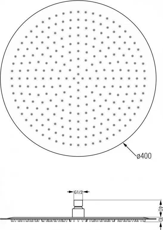 Mexen sprchová nerezová hlavice Round 40 cm, černá, 79240-70