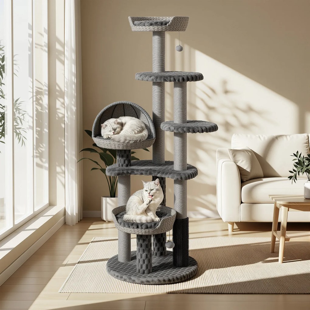 Škrabadlo pro kočky fudajo – 160 cm, 58 cm, šedá (65997)
