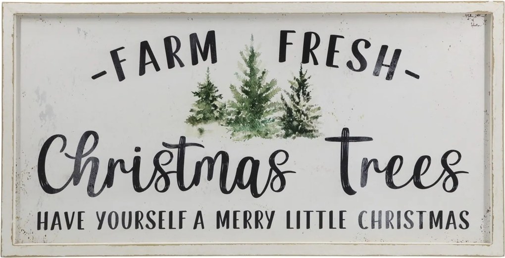 Dekorační bílá nástěnná cedule Christmas Trees – 61*2,5*30,5 cm