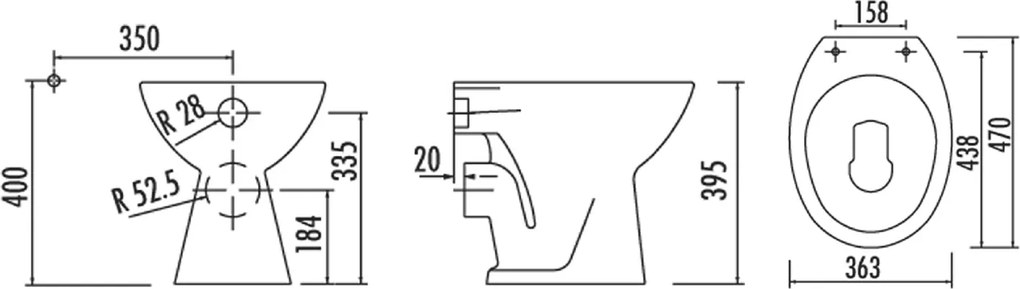 Aqualine WC mísa samostatně stojící TP330