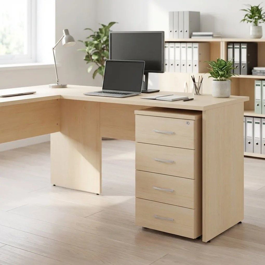 Kontejner Impress 40,6 x 60 cm - 4 zásuvky (ke stolu Impress 76 cm), javor