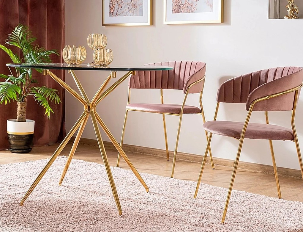 Jídelní stůl Azalia 80 cm čirý/zlatý