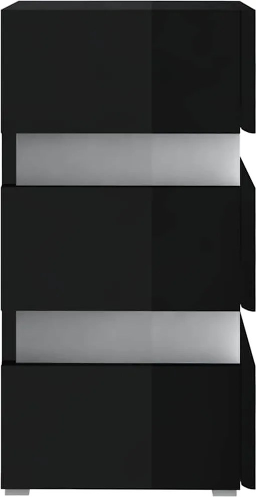 Noční stolek s LED lesklý černý 45x35x67 cm kompozitní dřevo 326847