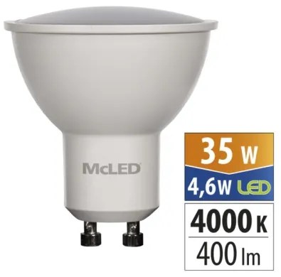 LED žárovka GU10 McLED 4,6W (35W) neutrální bílá (4000K), reflektor 100° ML-312.149.87.0