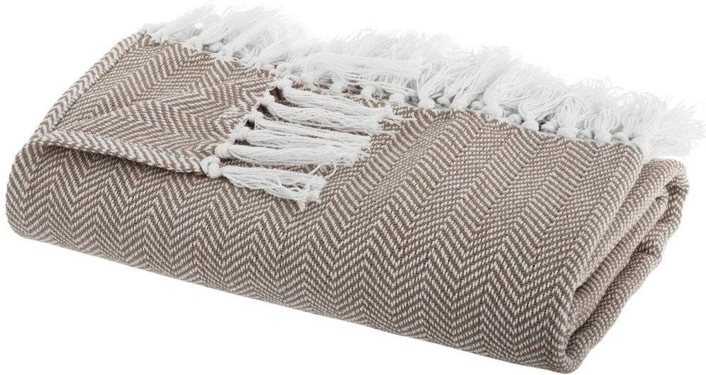 Bavlněná přikrývka na postel v barvě taupe, 125x150 cm