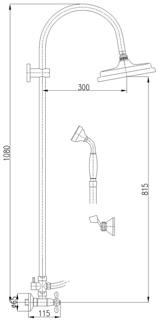 Slezák - RAV Vodovodní baterie sprchová MORAVA RETRO s hlavovou a ruční sprchou MK181.0/3 Barva: Chrom, Rozteč připojení (mm): 100