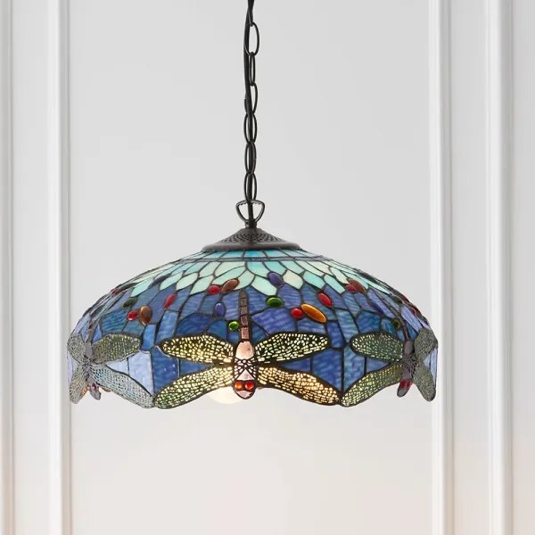 Endon 64080 - Lustr na řetězu Tiffany DRAGONFLY 3xE27/60W/230V pr. 41 cm