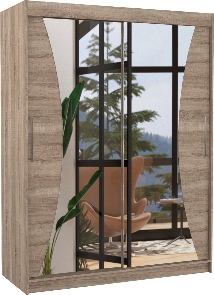 ADRK Furniture Skříň posuvná se zrcadlem MAX 150 ADRK-SW-MAX-T-150