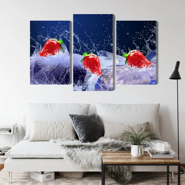 Vícedílný obraz Jahody Na Ledu Nedostatek Nedostatek Plátno Canvas 90x60