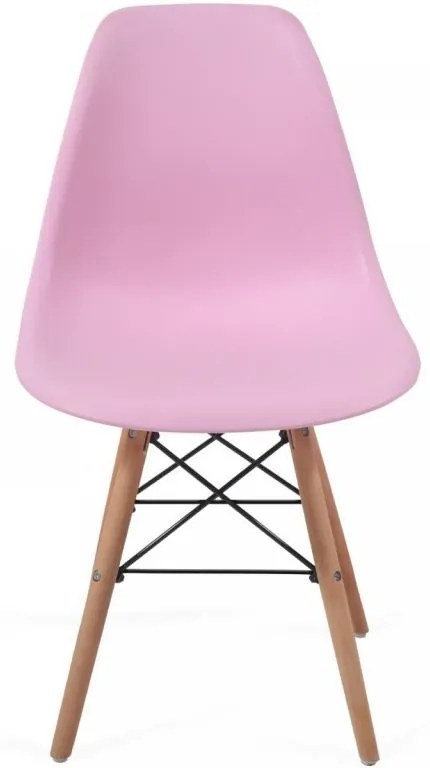 80547 Miadomodo Sada 4 jídelních židlí s plastovým sedákem, růžová