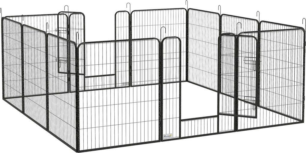 PawHut 12panelová skládací ohrádka pro štěňata — výška 100 cm, 2 zamykatelné dveře, vnitřní i venkovní | Aosom