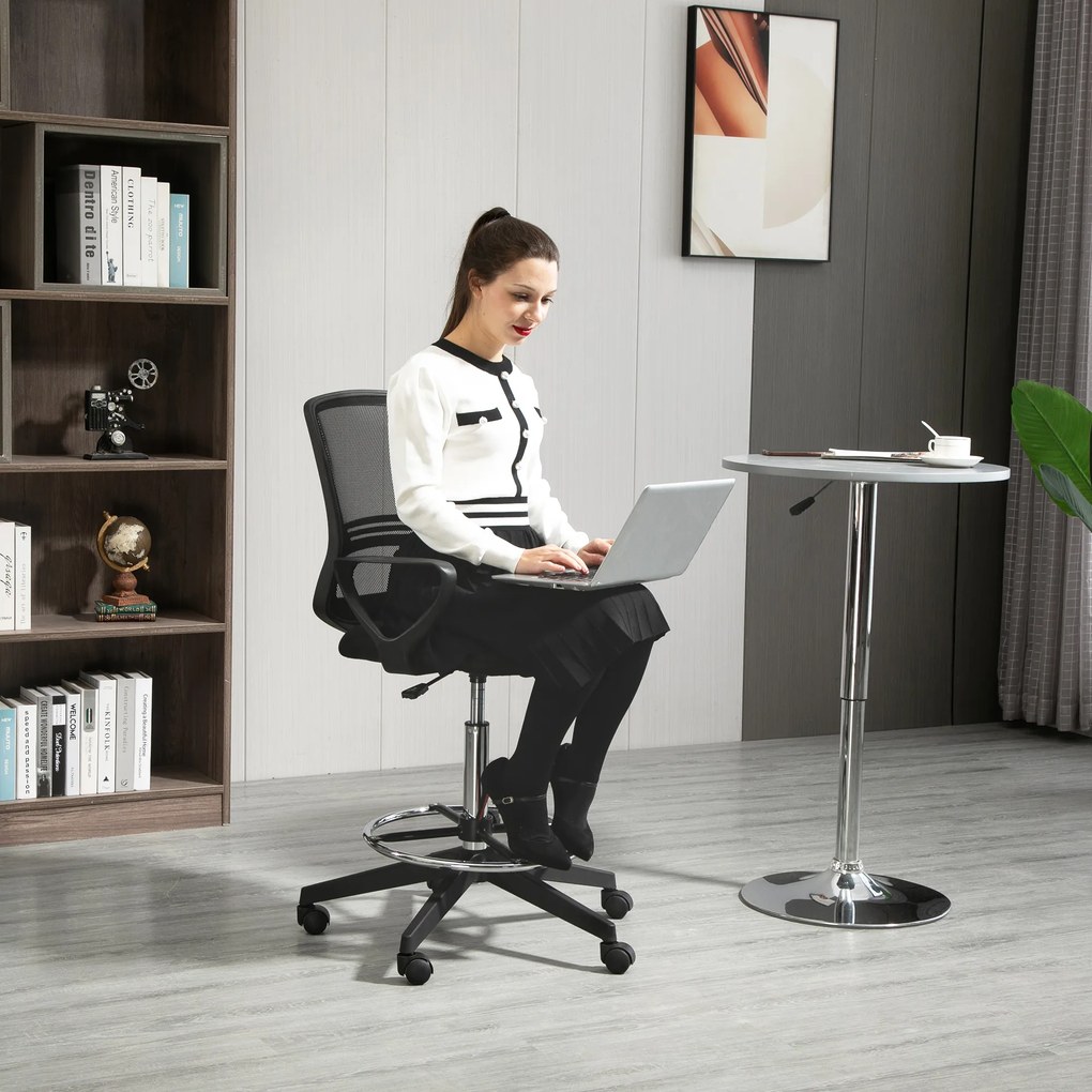 Kancelářská ergonomická otočná židle Vinsetto s nastavitelnou výškou a podnožkou kovová 59,5x60x102,5-126cm
