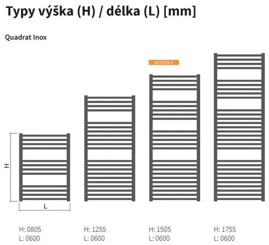 ISAN Quadrat Inox DXQU12550600SK81 Radiátor kombinovaný, 60x125,5cm, nerez