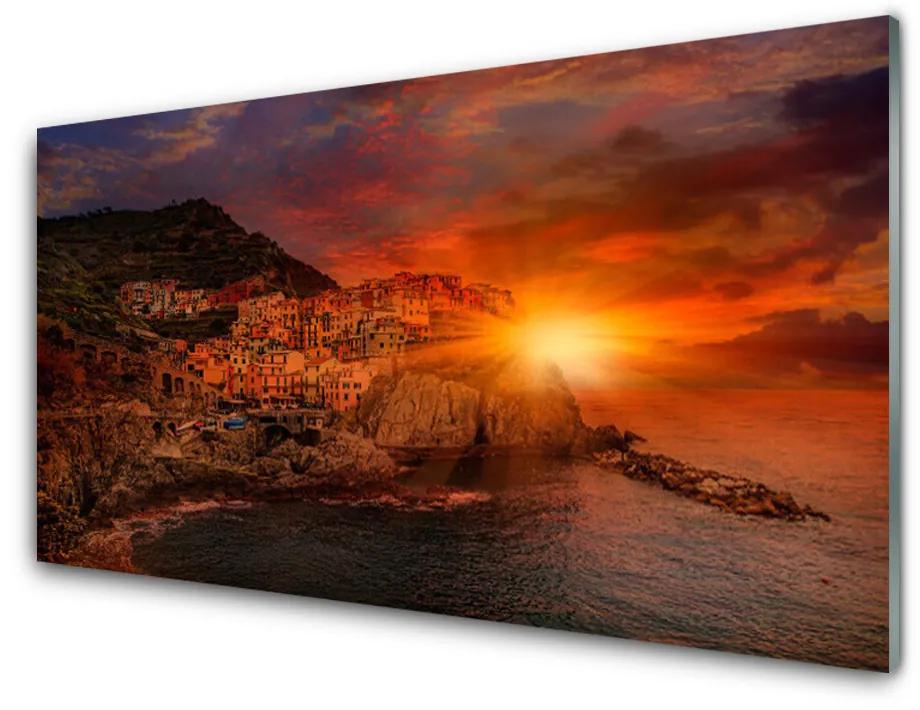 akrylový obraz Moře Město Krajina 100x50 cm