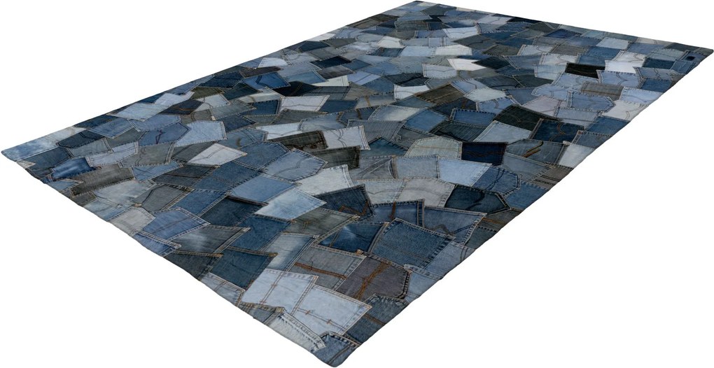 Obsession, Ručně všívaný kusový koberec My Denim Pocket 465 Blue, 80x150, modrá, chodba / předsíň