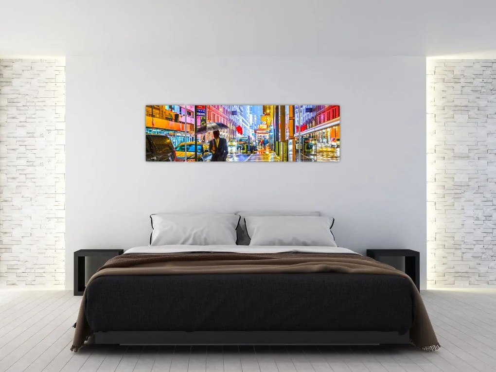 Obraz - Město v neonové záři (170x50 cm)