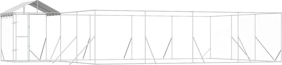 Venkovní psí kotec se střechou stříbrný 10 x 6 x 2,5 m ocel 3190472