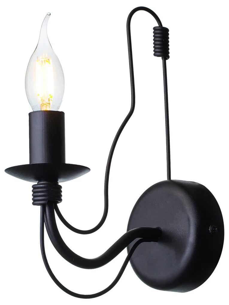 Light for home - Kovové klasické nástěnné svítidlo černé 30301 "Isabella", 1x40W, E14, Černá