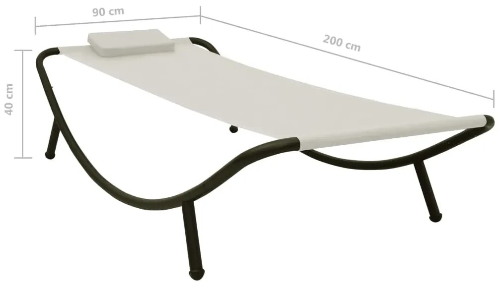 vidaXL Marketos Zahradní lehátko krémové 200 x 90 cm ocel