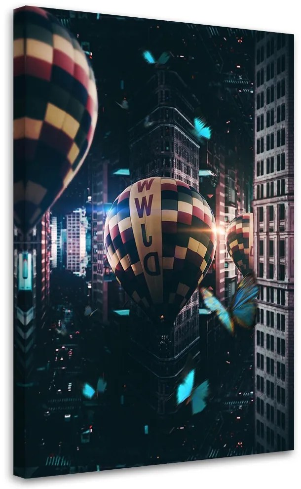 Gario Obraz na plátně Balónky Město Motýli Abstrakce - Bryantama Art Rozměry: 40 x 60 cm
