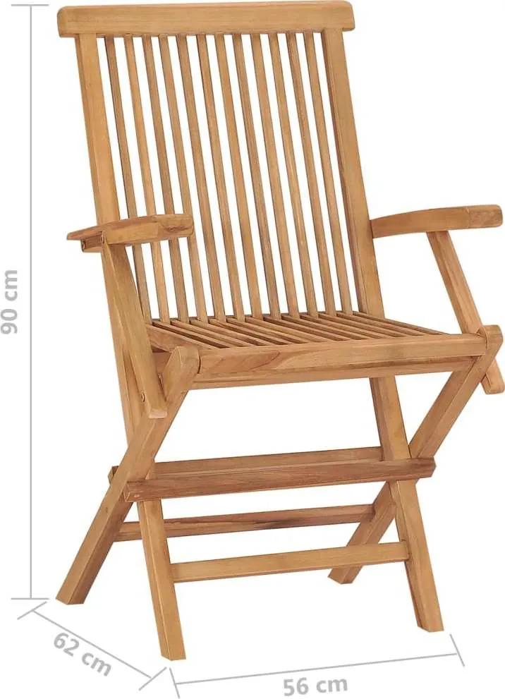 vidaXL Skládací zahradní židle 6 ks masivní teakové dřevo [3096594]