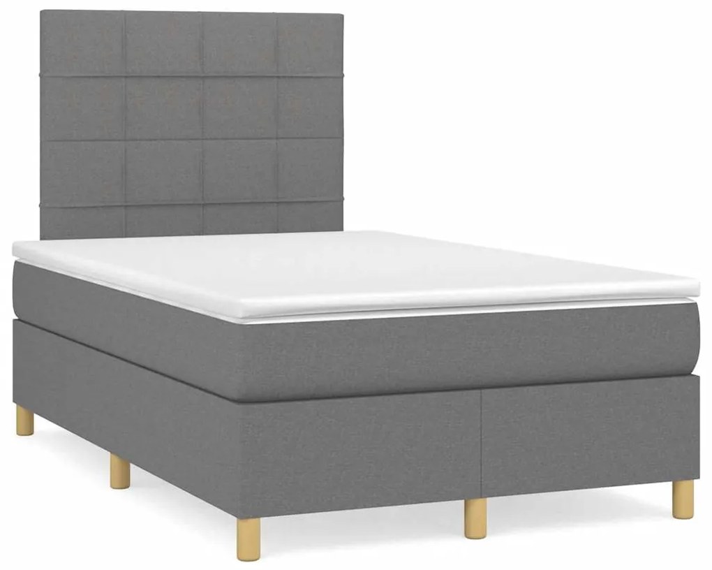 Box spring postel s matrací a LED tmavě šedá 120x190 cm textil