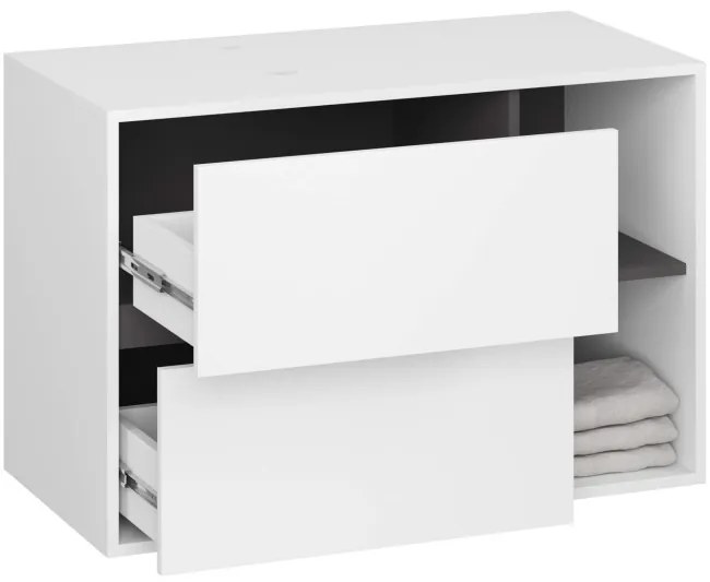 Skříňka pod umyvadlo VAMI W90 2SZ bílá / garafitová / šedá