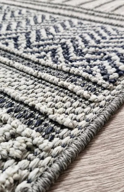 HU Šedo-béžový pruhovaný koberec Boho 878-S Rozměr: 60x100 cm