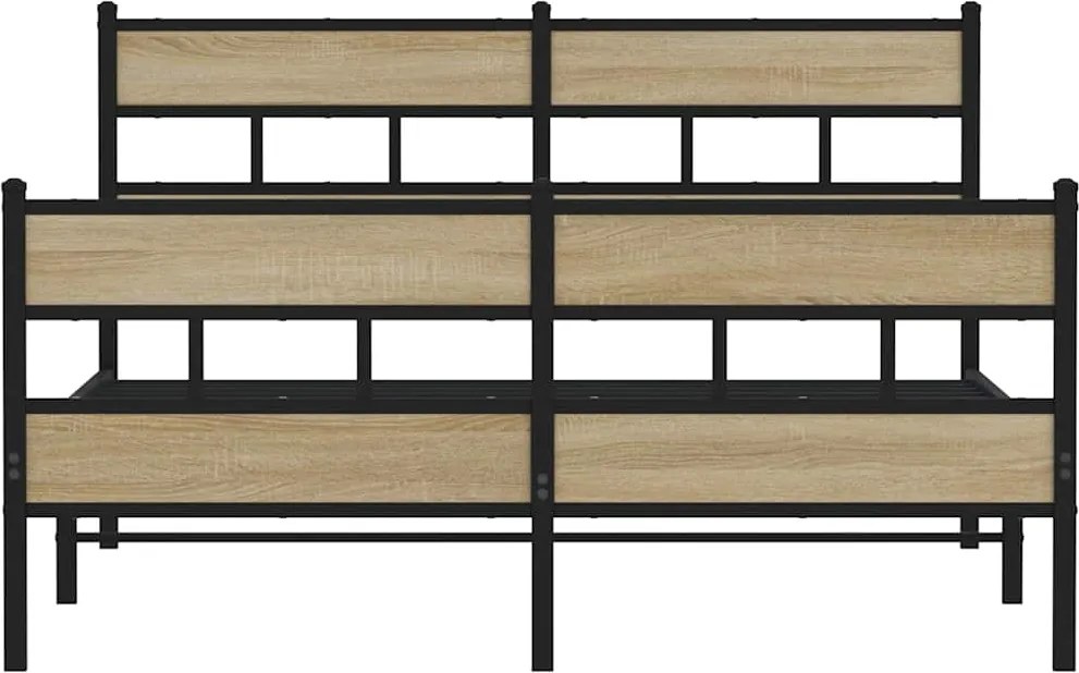 Kovový rám postele bez matrace dub sonoma 150 x 200 cm 3308470