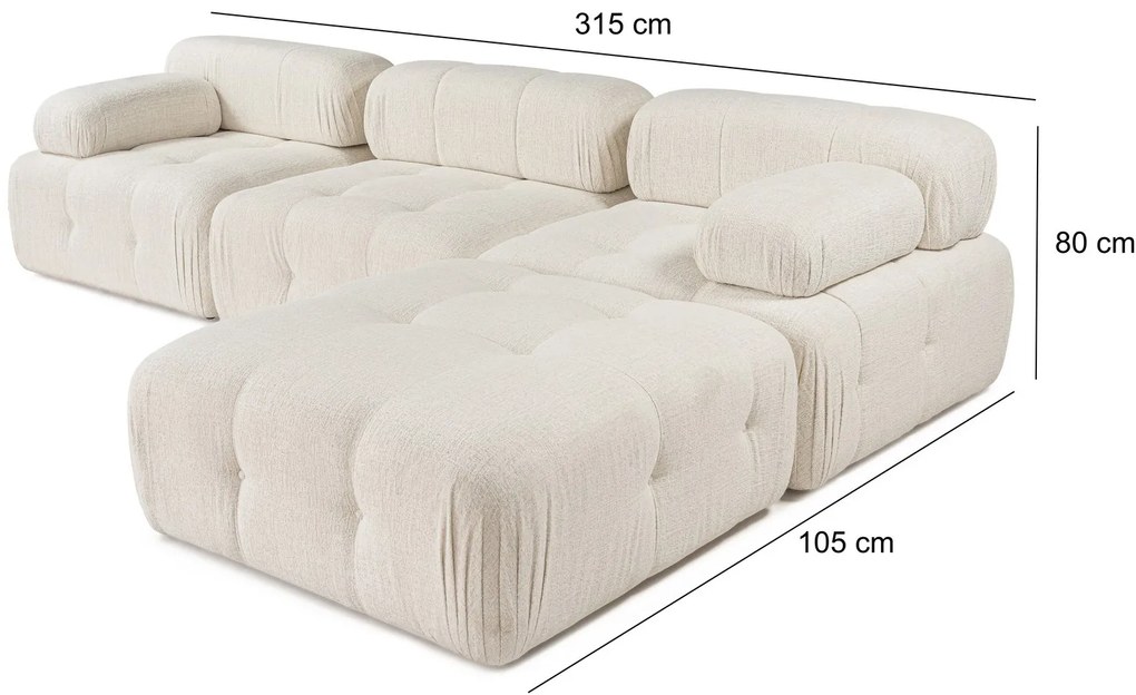 Hannah Home Krémová rohová pohovka DOBLO s lenoškou vlevo 560ARE1235