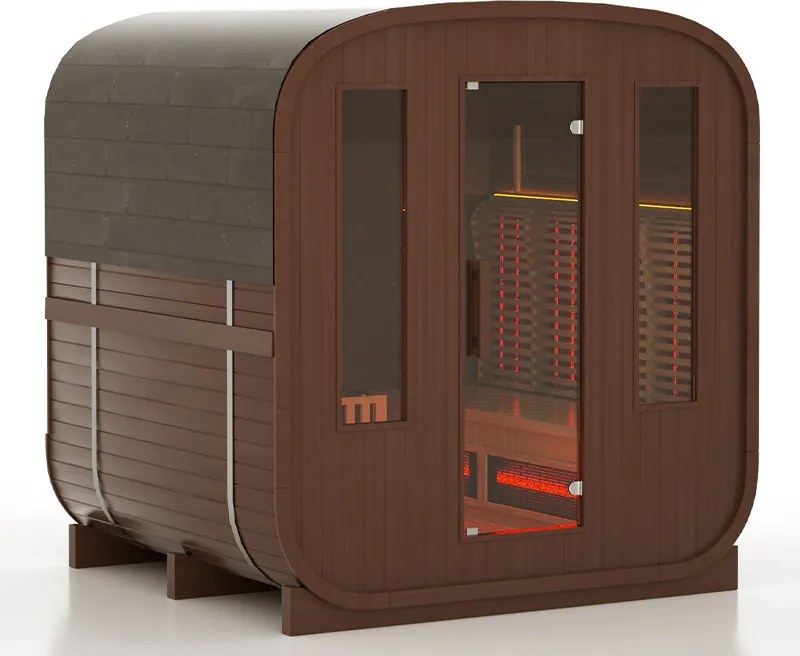 BPS-koupelny Zahradní kombinovaná sudová sauna 2v1 - Infrasauna + finská sauna 180x200, 4-6 osob